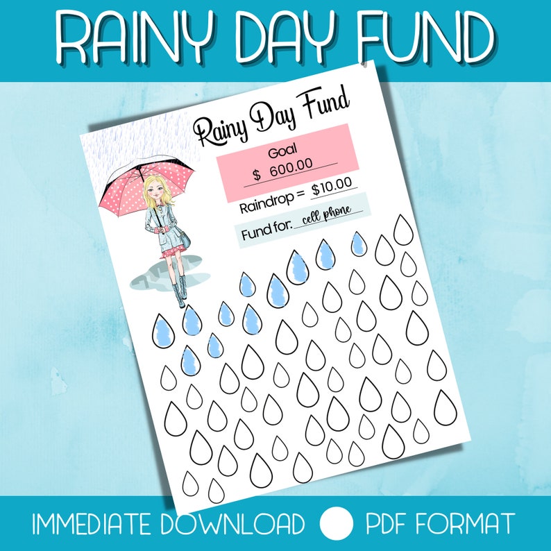 Rainy Day Fund Savings Tracker Money Challenge Printable - Etsy