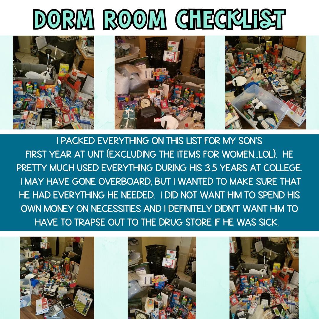 College Dorm Room Essentials Checklist (PDF) - Etsy