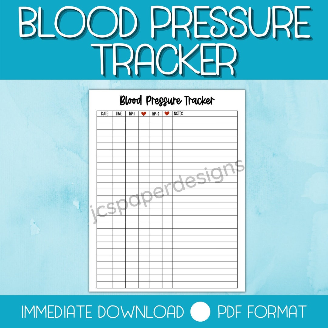 Printable Blood Pressure Tracker Heart Rate Log - Etsy