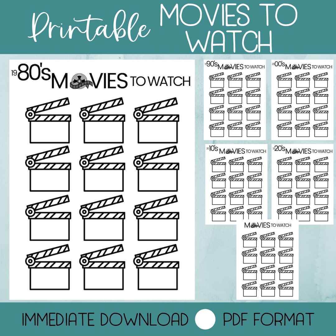 Movies to Watch Printable, Movie Log, Movie Tracker, Bullet Journal ...