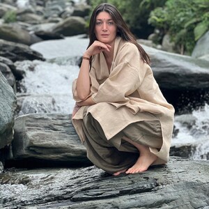 Hemp Kimono Robe With Deep Front Pockets, 100% Hemp - Etsy