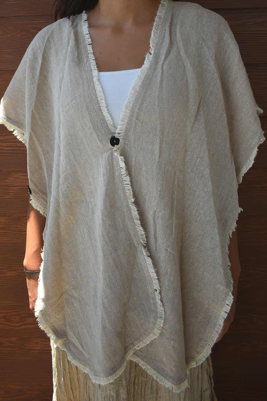 Unisex Hemp Poncho With Button Closure, 100% Hemp. - Etsy
