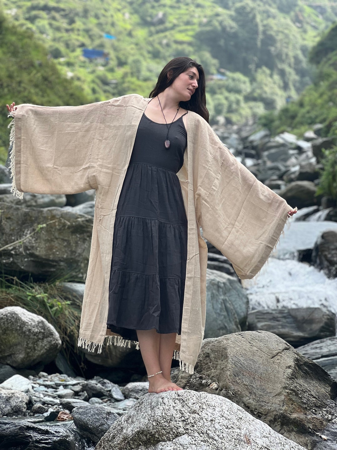 Hemp Cotton Kimono Robe: Unisex Size Extra Long Wrap - Etsy