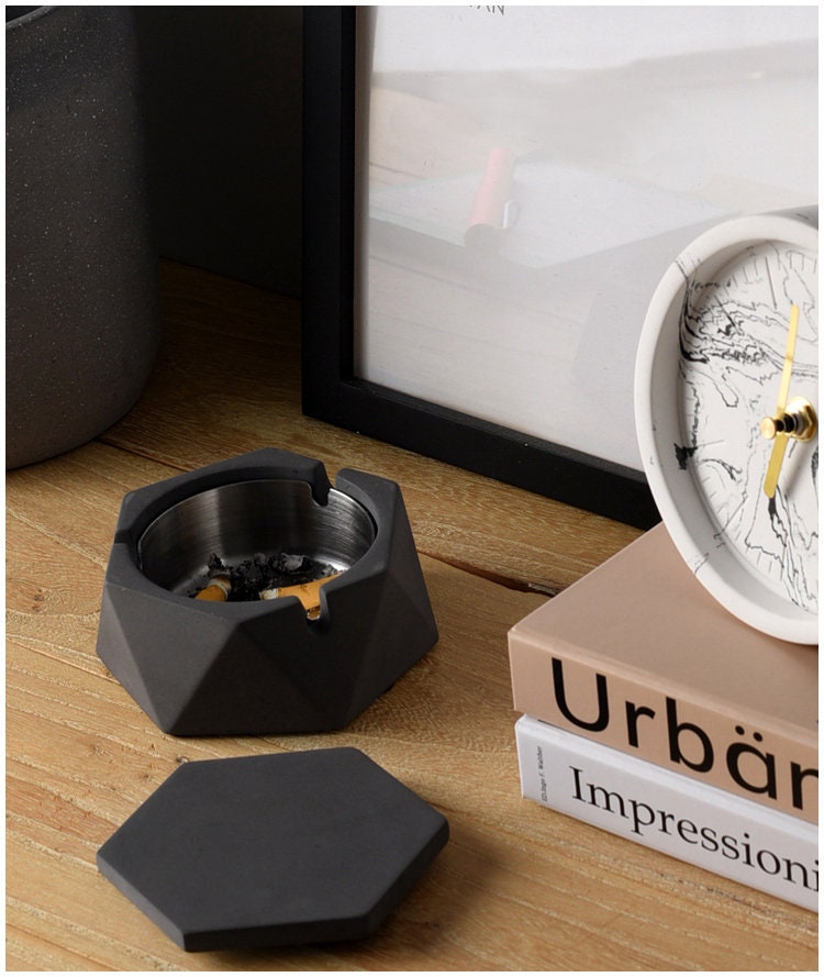 Personalized Hexagonal Concrete Ashtray: Modern Minimalist Gift - Etsy