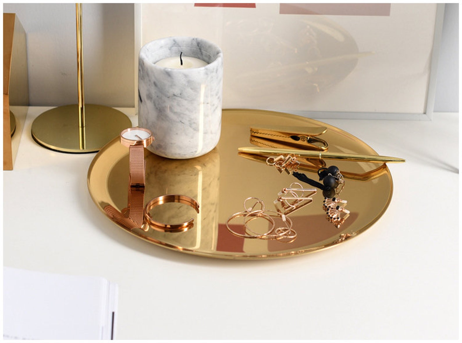Gold Round Tray/ Modern Decorative Tray/ Serving Tray/ Gold - Etsy