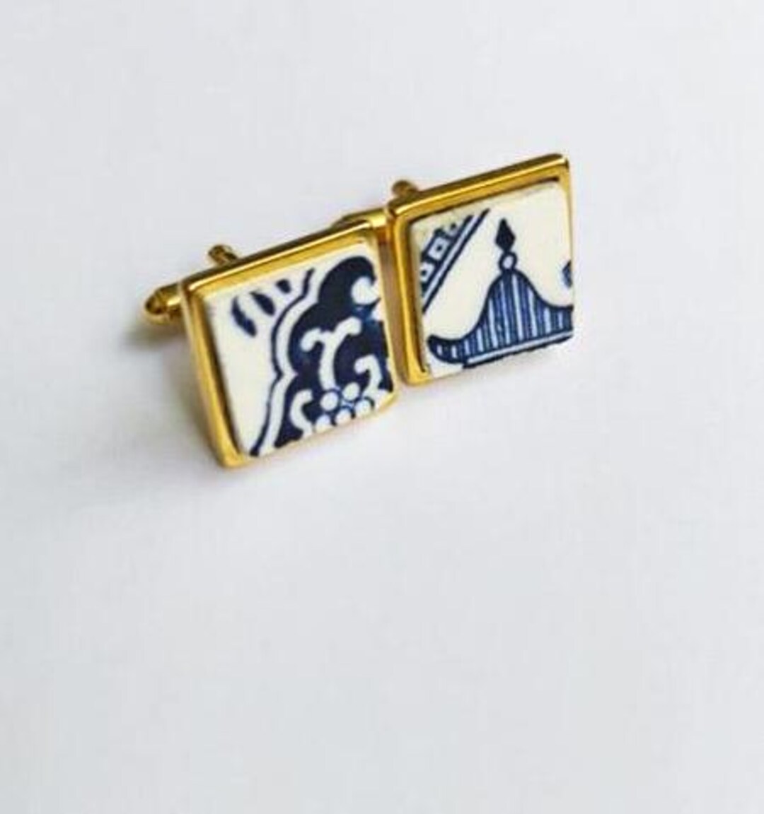 NEW. Porcelain Cuff Links, Blue Willow, Gift for Him, Anniversary ...