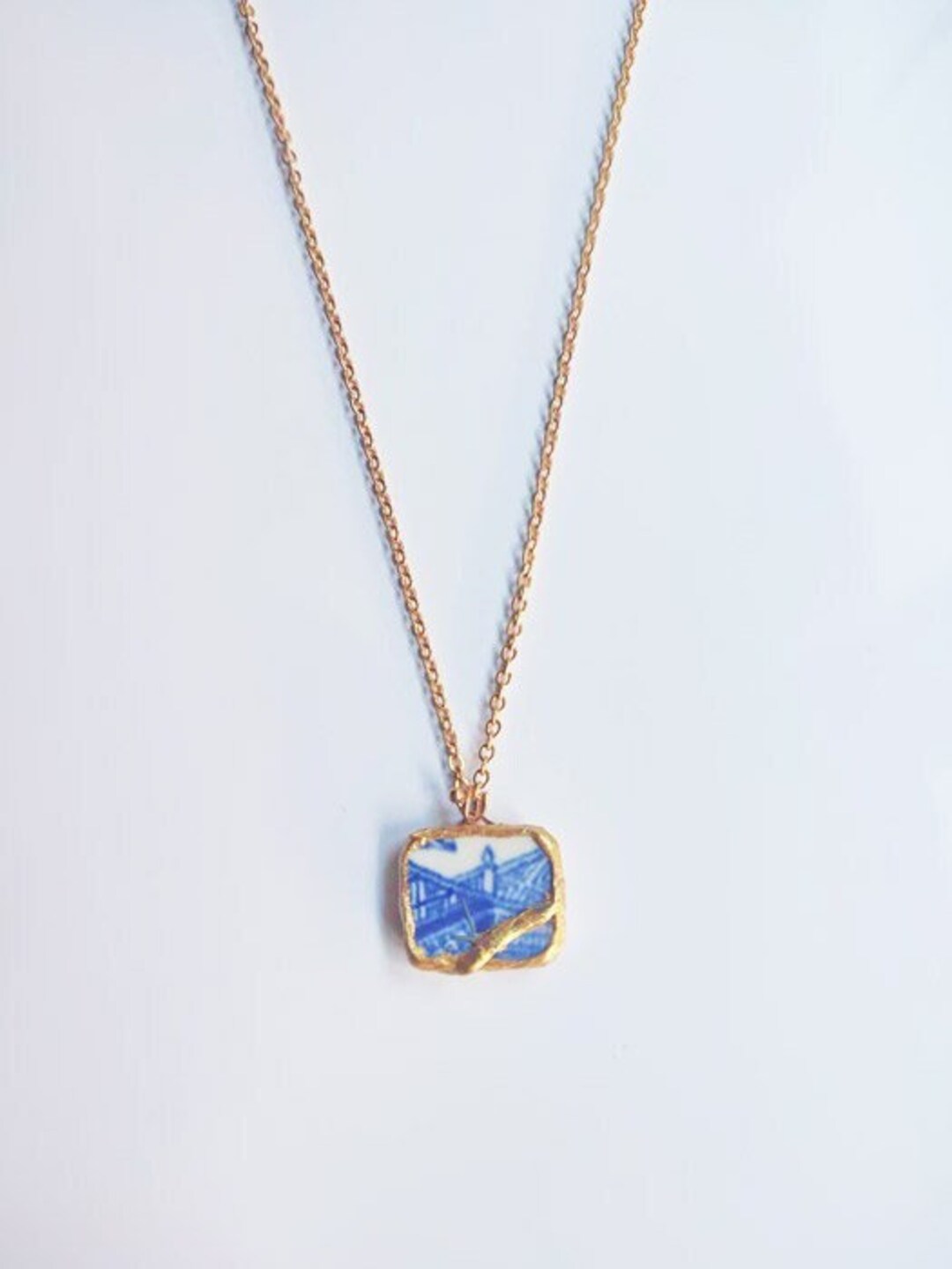 Stainless Steel Necklaces With Porcelain Pendant Kintsugi, Vintage ...