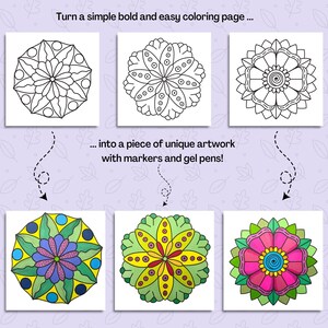 8 Mandala Coloring Pages Bundle #1, PDF Instant Download, Bold and Easy ...