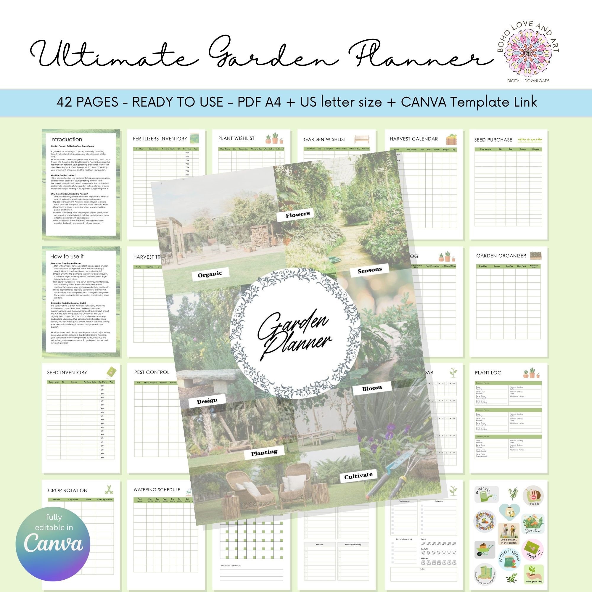 Gardening Planner Printable Garden Planner 42 Pages Plant Organizer and ...