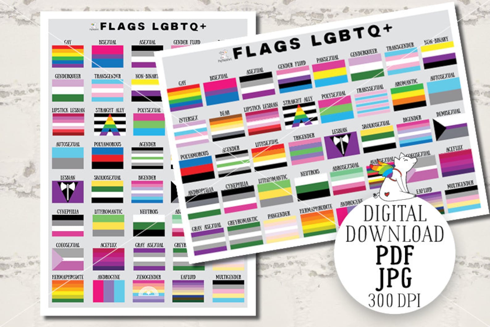 All LGBTQ Flags PRINT LGBT poster Lgbt flags Queer Pride | Etsy