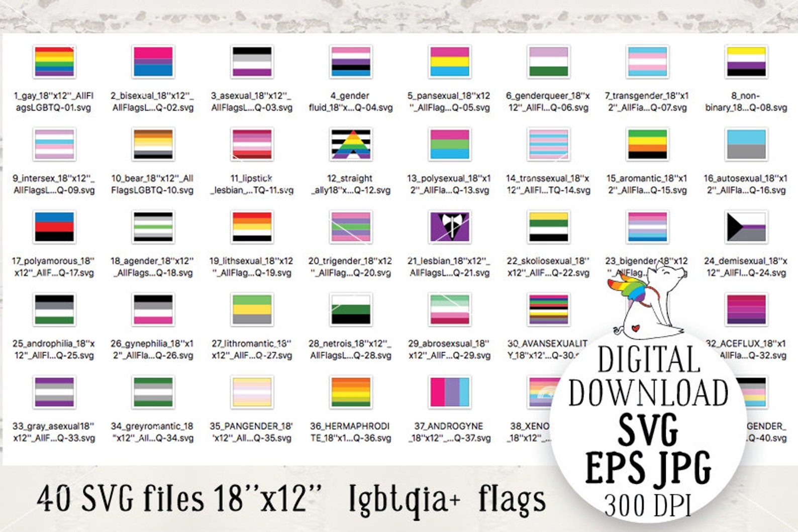 40 banderas lgbtq SVG EPS JPG y sin costuras patrón Eps | Etsy