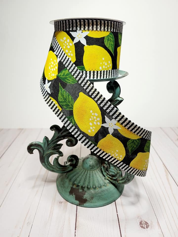 Lemon Wired Ribbon Lemon Ribbon by the yard Lemon Wreath | Etsy