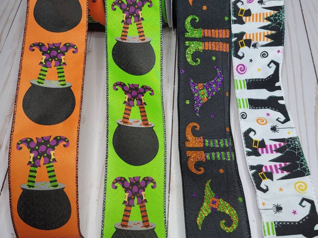Witch Wired Ribbon, Halloween Wired Ribbon, Witch Wreath Ribbon - Etsy