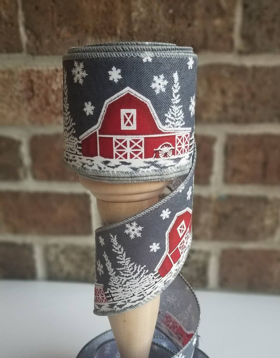 Farmhouse Ribbon Red Barn Ribbon Rustic Winter Ribbon - Etsy