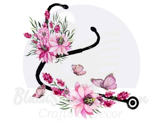 Floral Stethoscope With Butterflies PNG Great for - Etsy