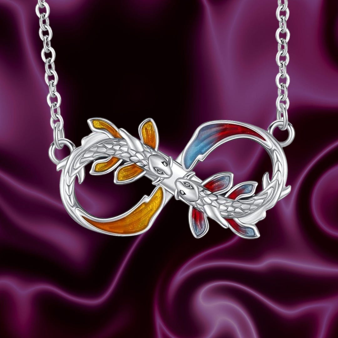 Koi Fish Infinity Necklace 925 Sterling Silver Fish Infinity Necklace ...