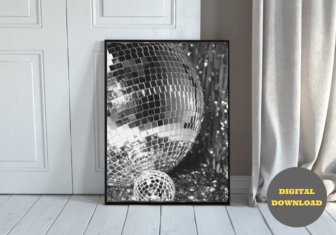 Retro Disco Balls Digital Download Living Room or Dorm Decor Black and ...