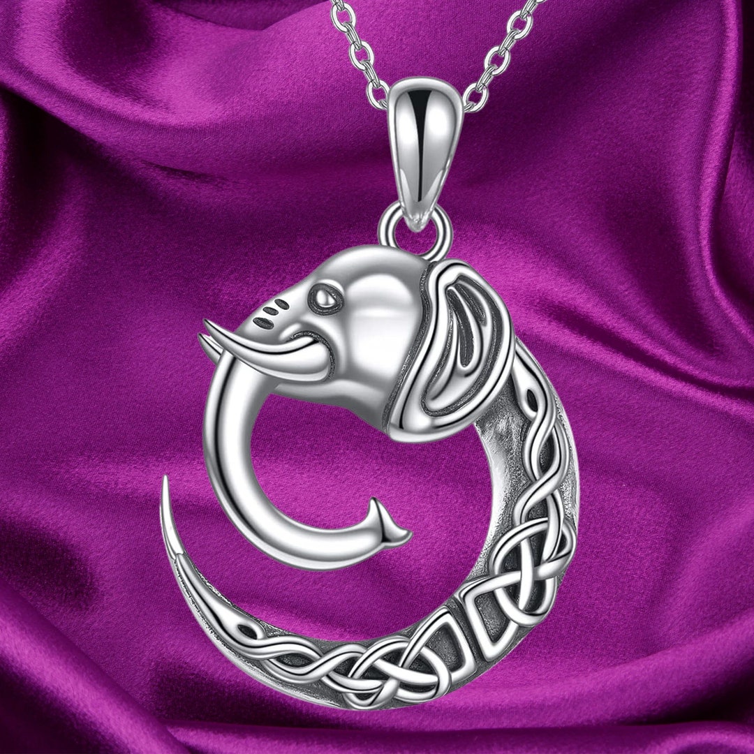Sterling Silver Elephant Pendant Necklace Meaningful Celtic Jewelry ...