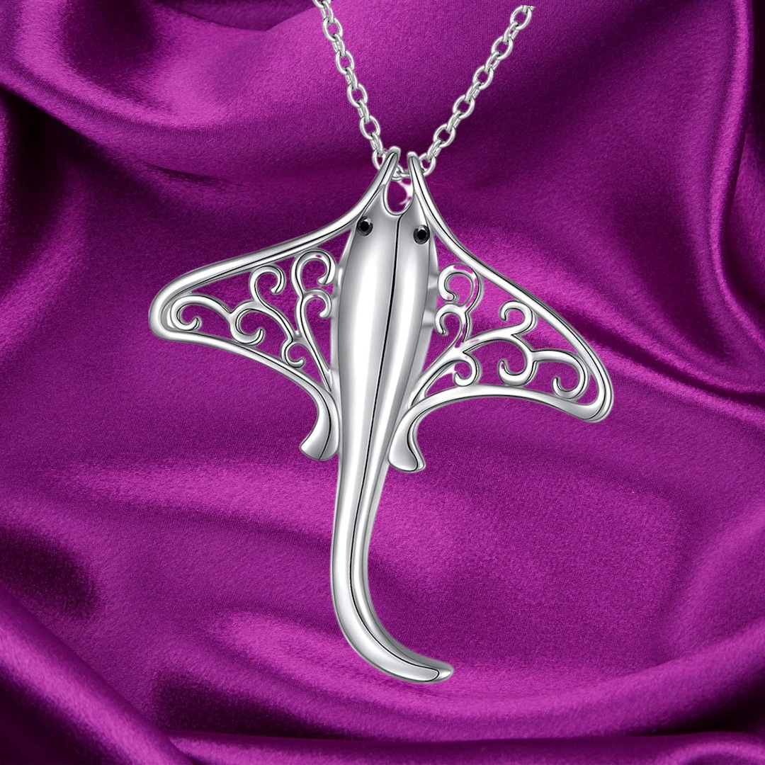 Stingray Necklace 925 Sterling Silver Stingray Necklace Sea Animal Tree ...