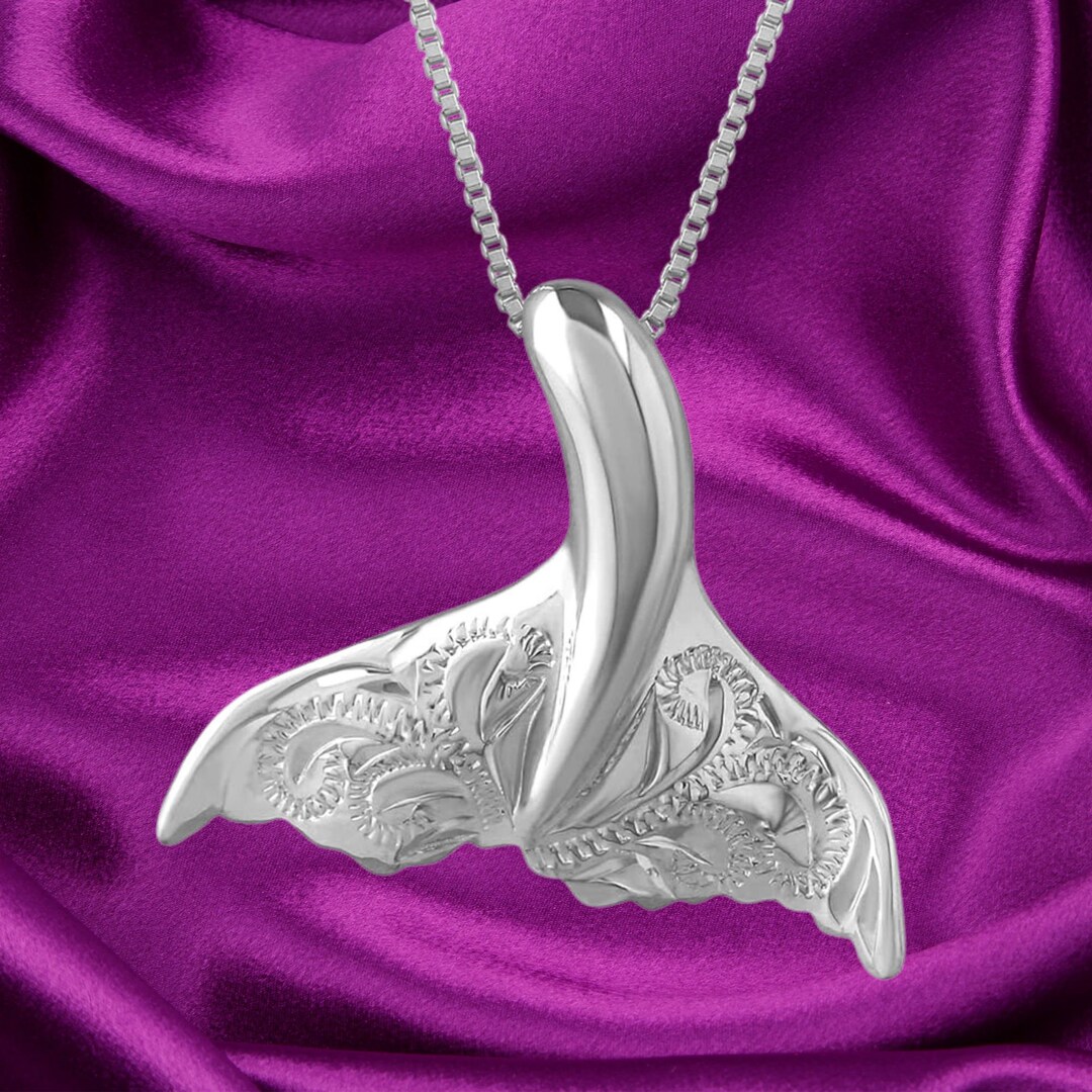 Sterling Silver Whale Tail Pendant Necklace 16+2" Extender - Etsy