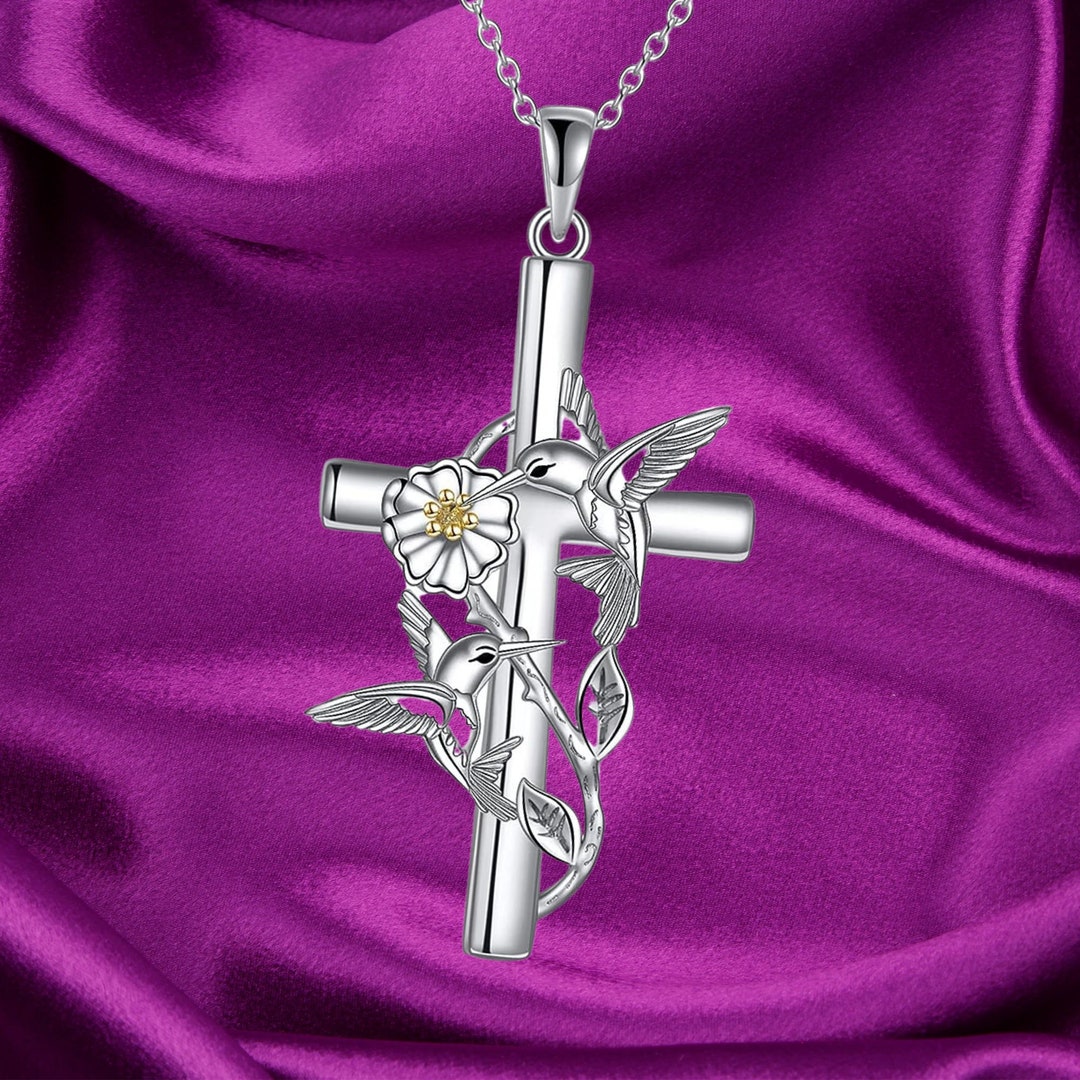 Christian Cross Necklace Hummingbird Necklace Jewelry for Women ...