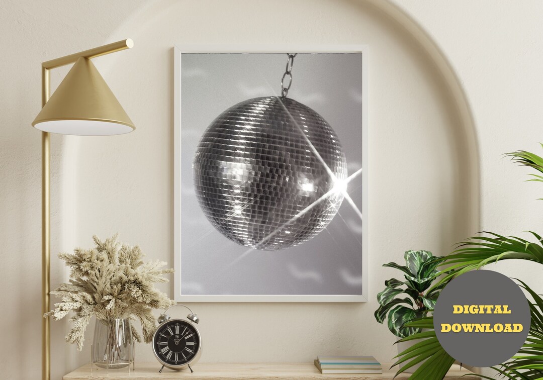 Monochrome Sparkling Disco Ball Poster Digital Download - Etsy
