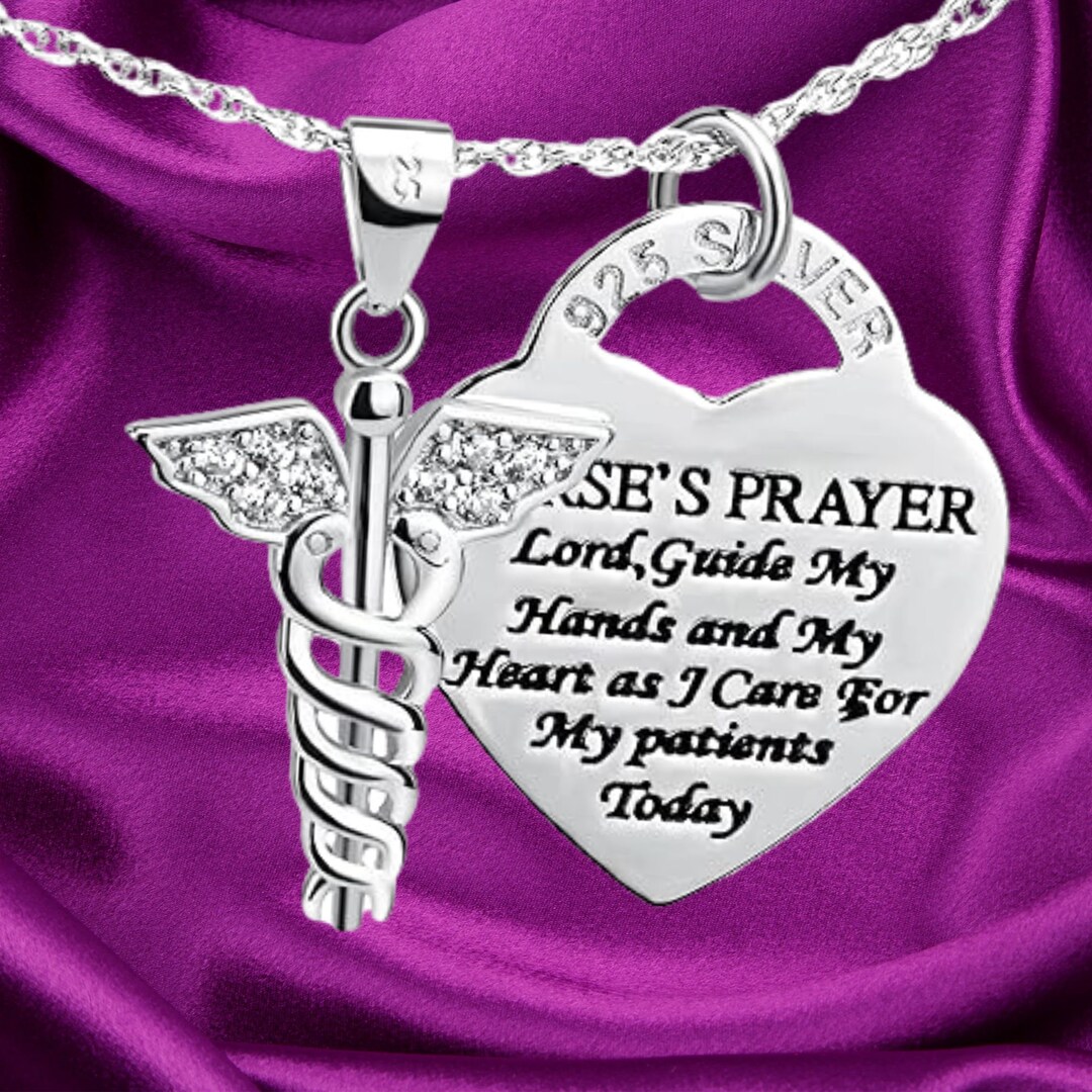 925 Sterling Silver Caduceus Angel Nursing-themed Pendant Necklace 18 ...