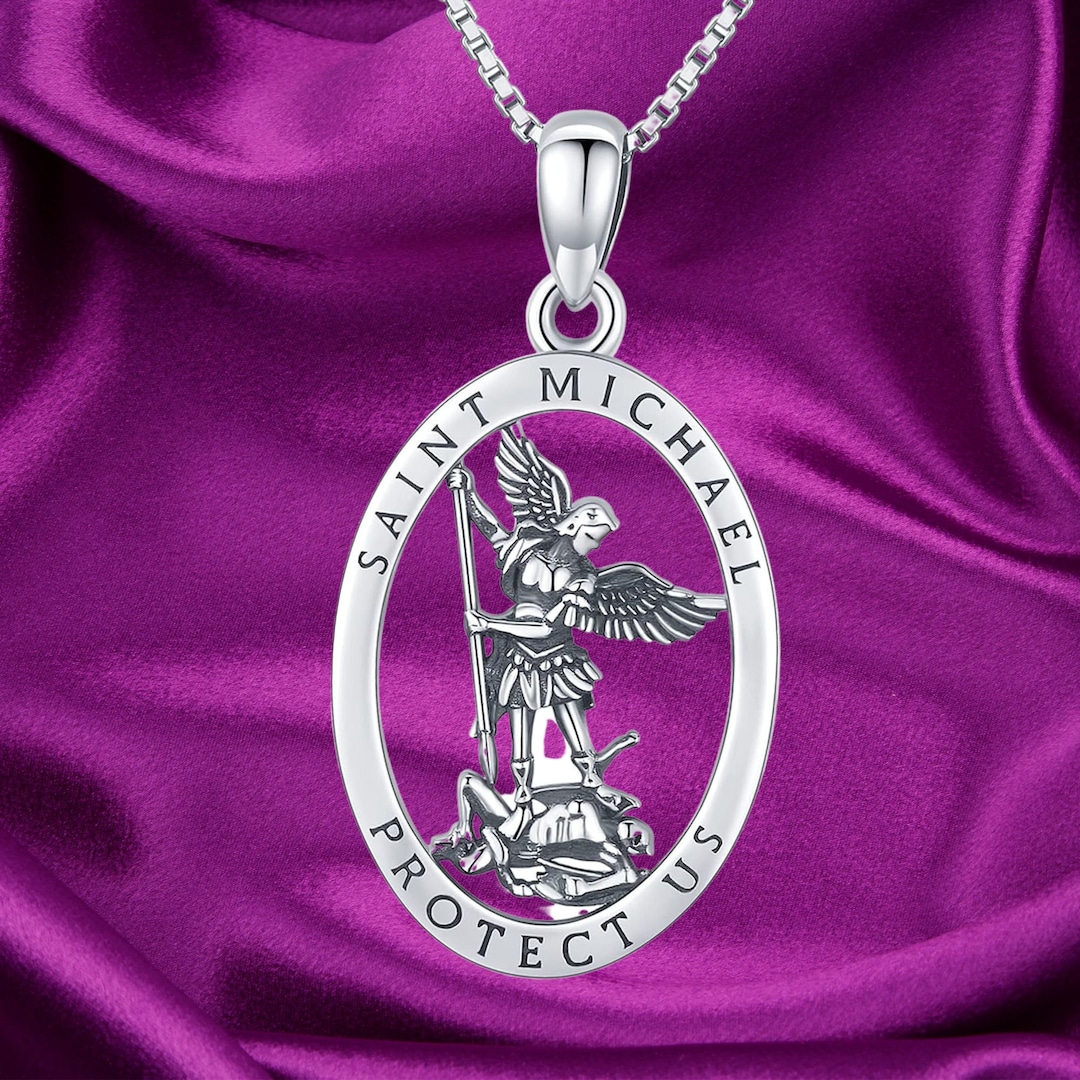 Saint Michael Necklace for Men Women 925 Sterling Silver Catholic ...