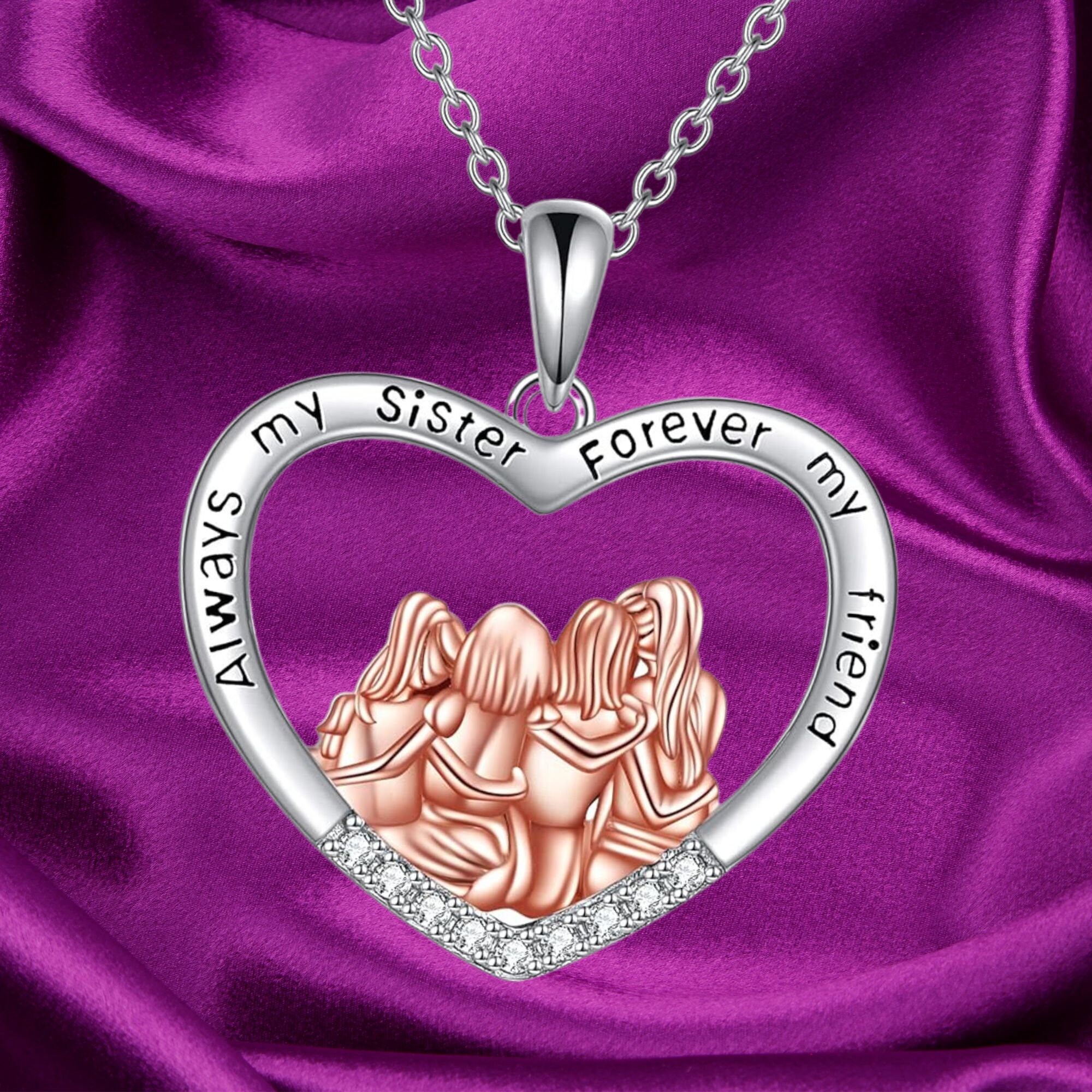 Sisters Necklace Sterling Silver Sister Necklaces Always My Sister ...