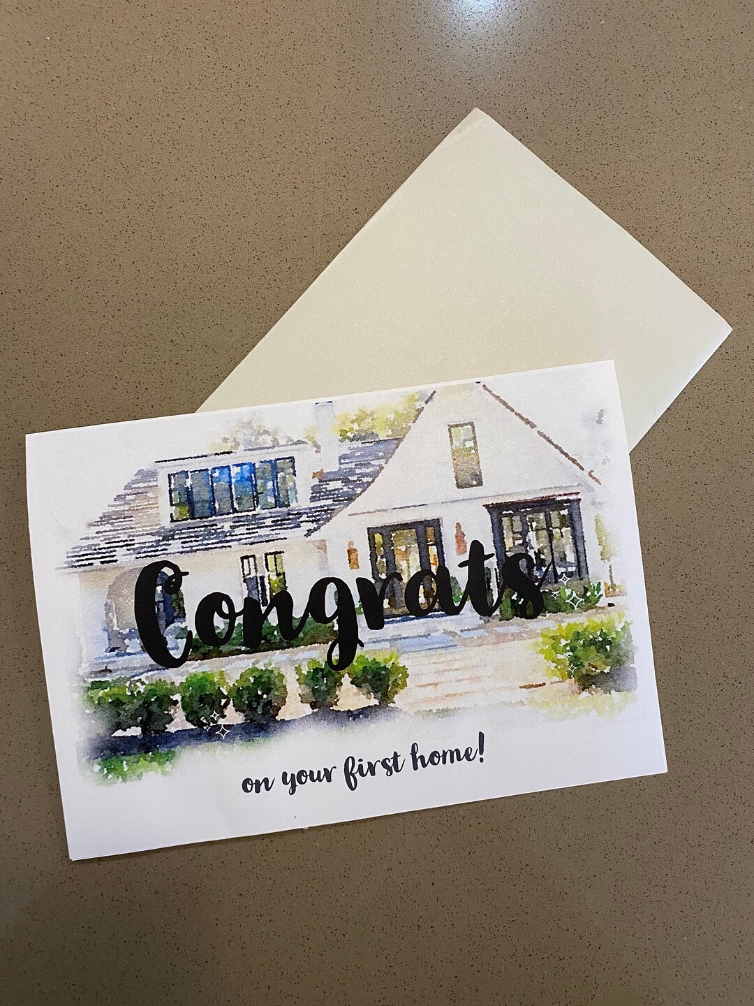 Card With Custom House Portrait, Personalized Watercolor Digital Art ...