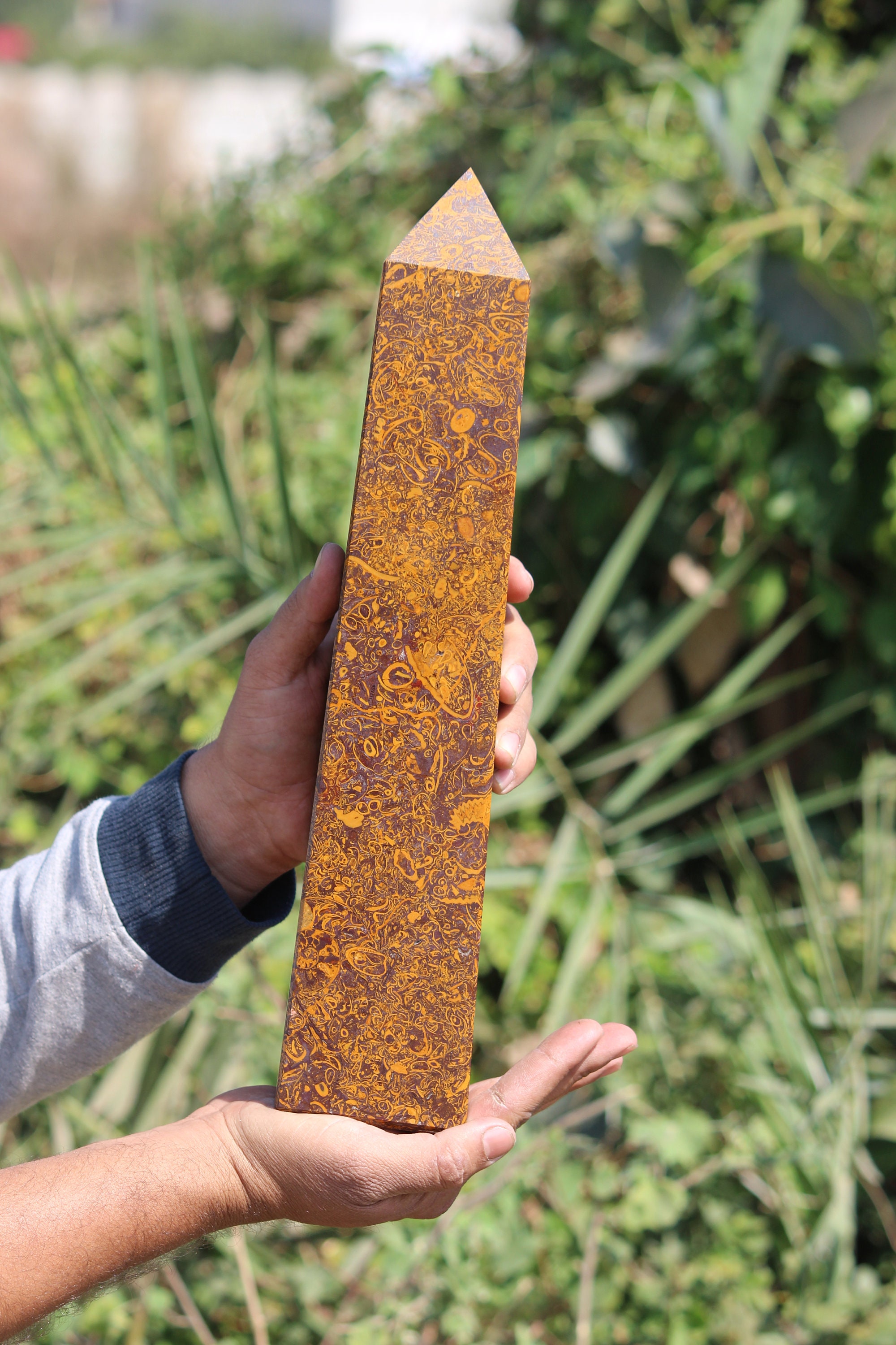Natural Mariam Jasper Calligraphy Obelisk Tower – Healing Crystal Stone ...