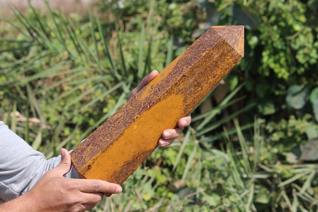 Natural 350MM Mariam Jasper Calligraphy Obelisk Tower - Healing Crystal ...