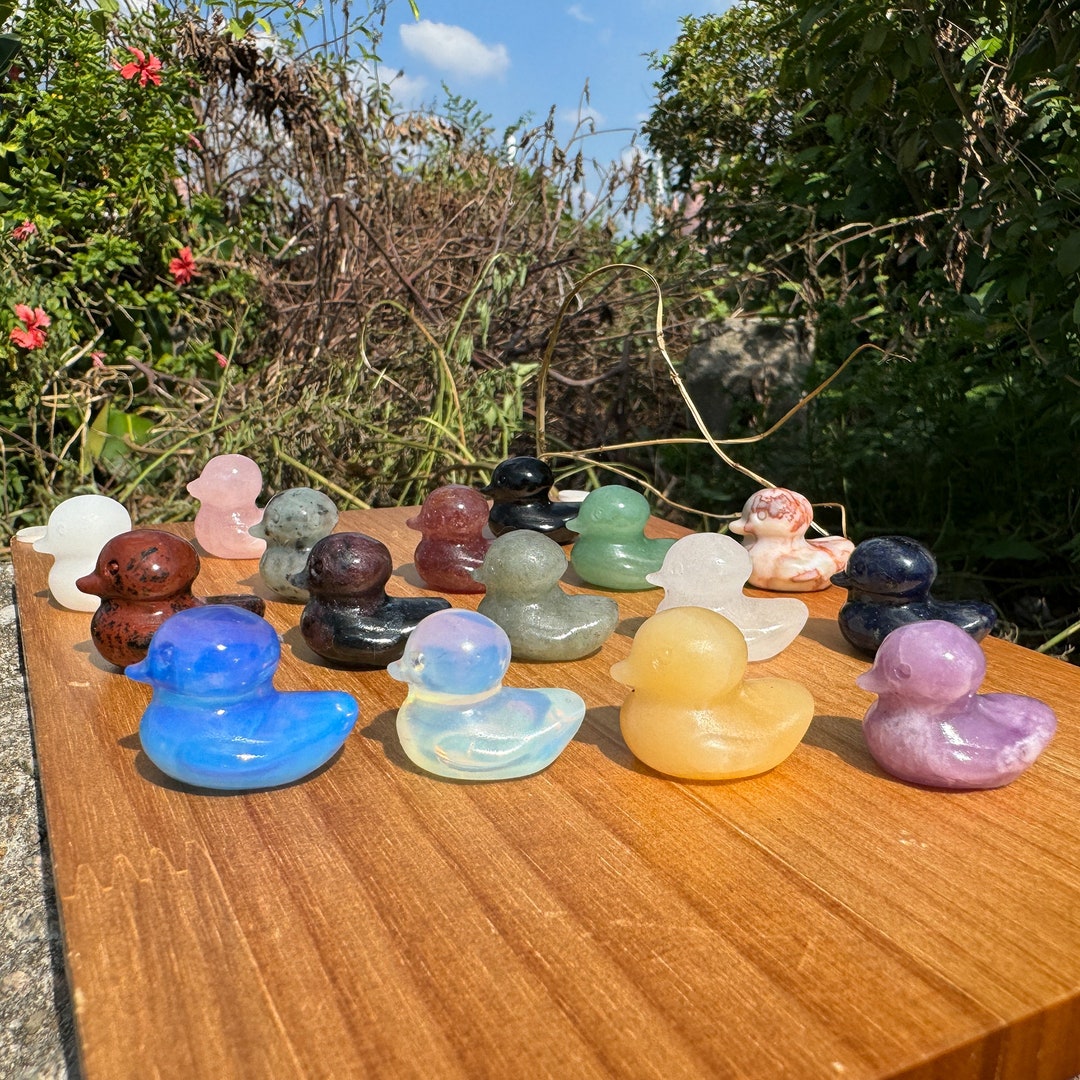 16 Kinds of Mini Crystal Duck Statue, Hand Carved Gemstone Duck ...