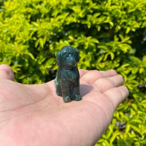 Crystal Dog Carving, Gemstone Dog Figurine, Crystal Animal, Obsidian ...
