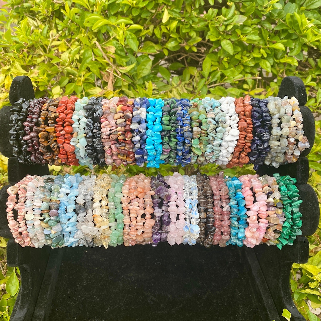 37 Kinds of Crystal Stretchy Chip Bracelet, Healing Chip Bracelet ...