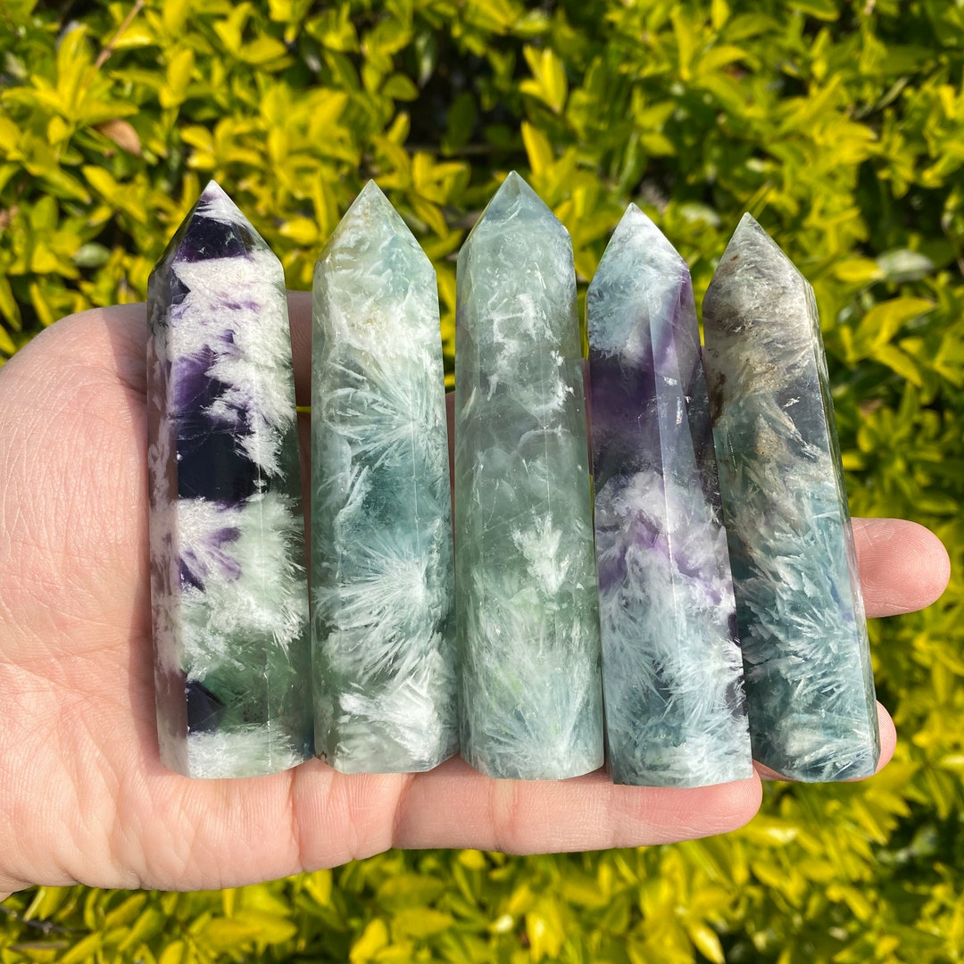 Feather Fluorite Tower, Snowflake Fluorite Point, Crystal Tower ...