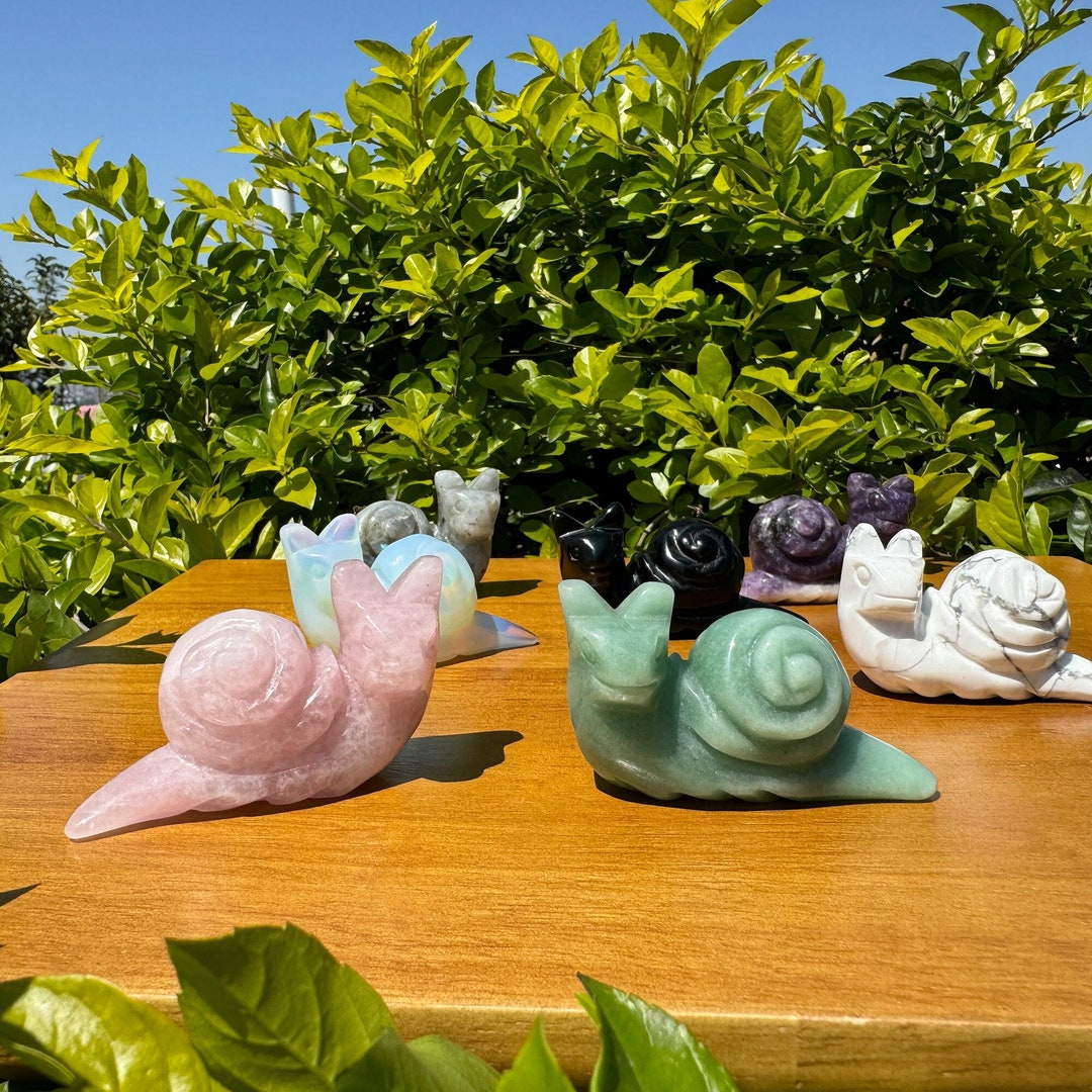 Gemstone Snail, Hand Carved Crystal Snail Statue, Crystal Animal, Home ...
