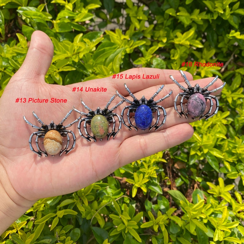 16 Kinds Crystal Spider Pendant/brooch Gemstone Spider - Etsy