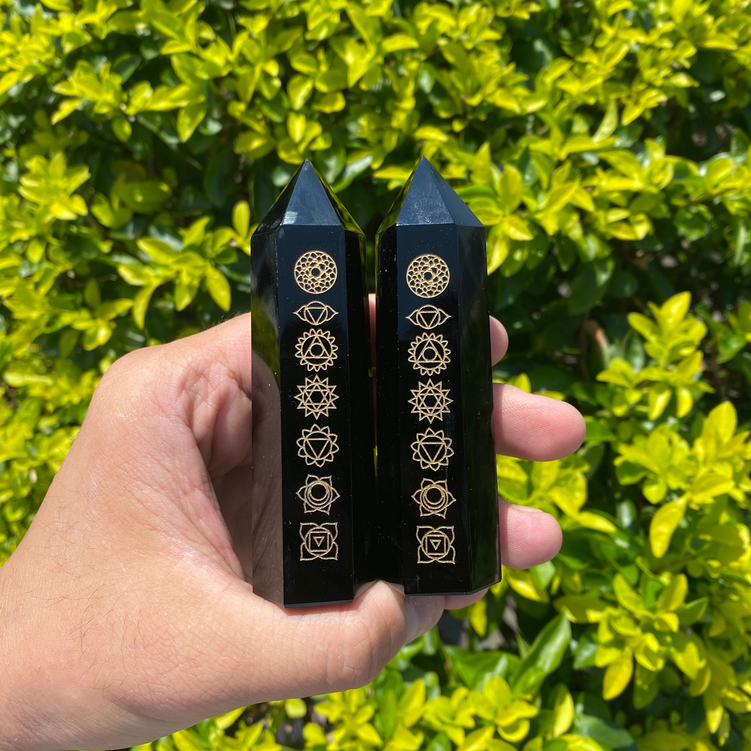 7 Chakra Black Obsidian Tower Natural Black Obsidian Point - Etsy