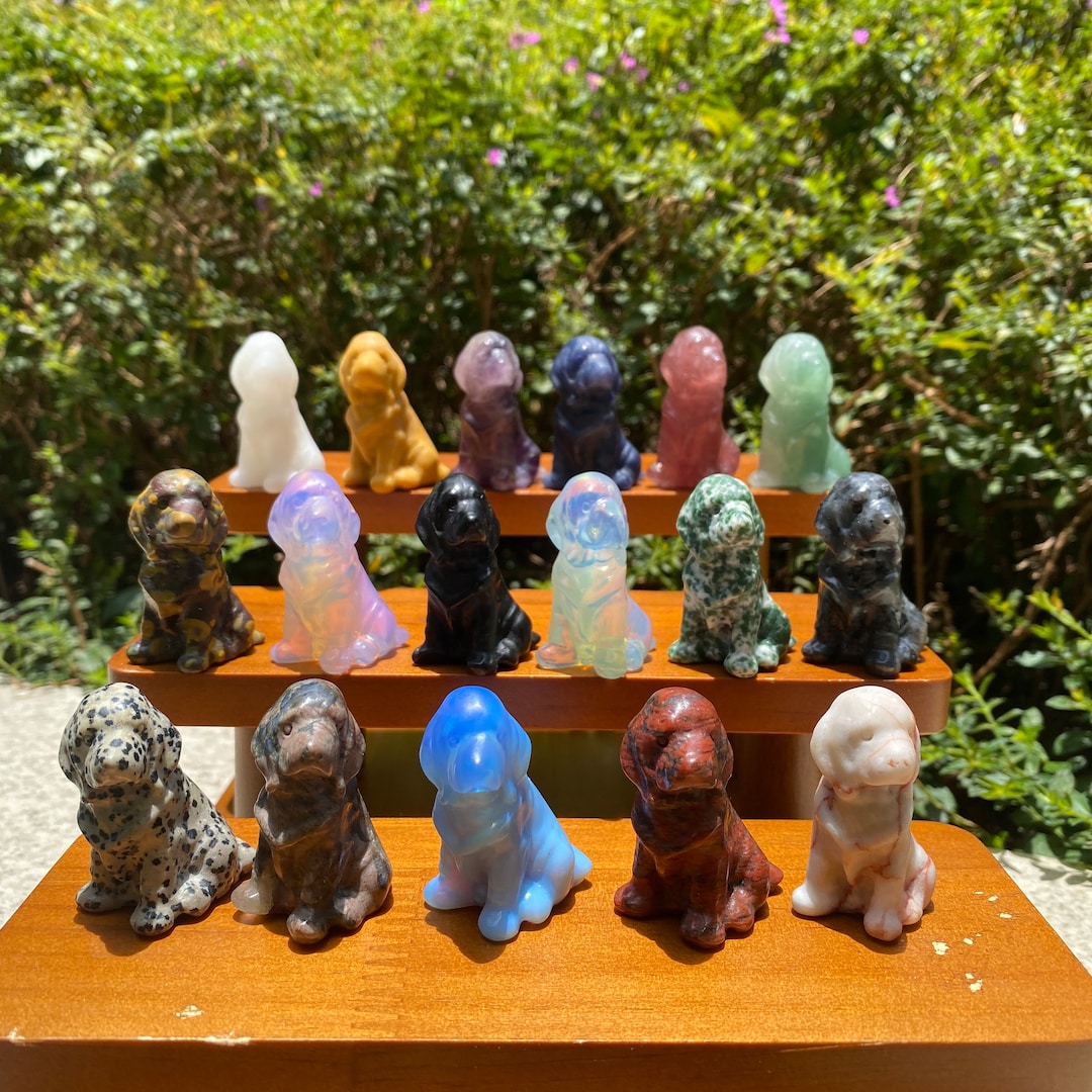 1.5'' Carved Crystal Dog, Gemstone Dog Figurine, Crystal Animal ...