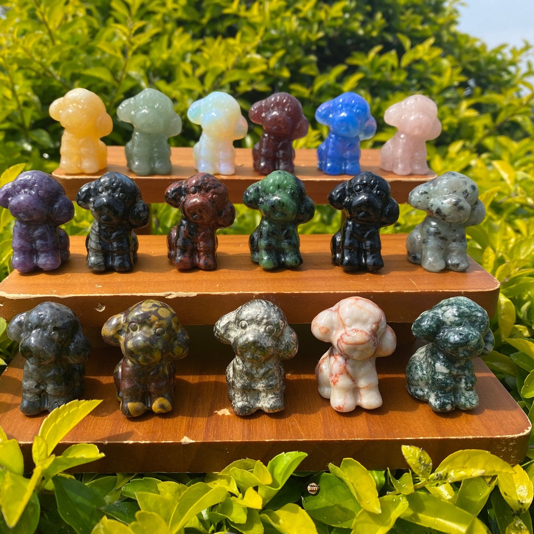 Hand Carved Gemstone Teddy Dog 35mm Quartz Crystal Teddy Dog - Etsy