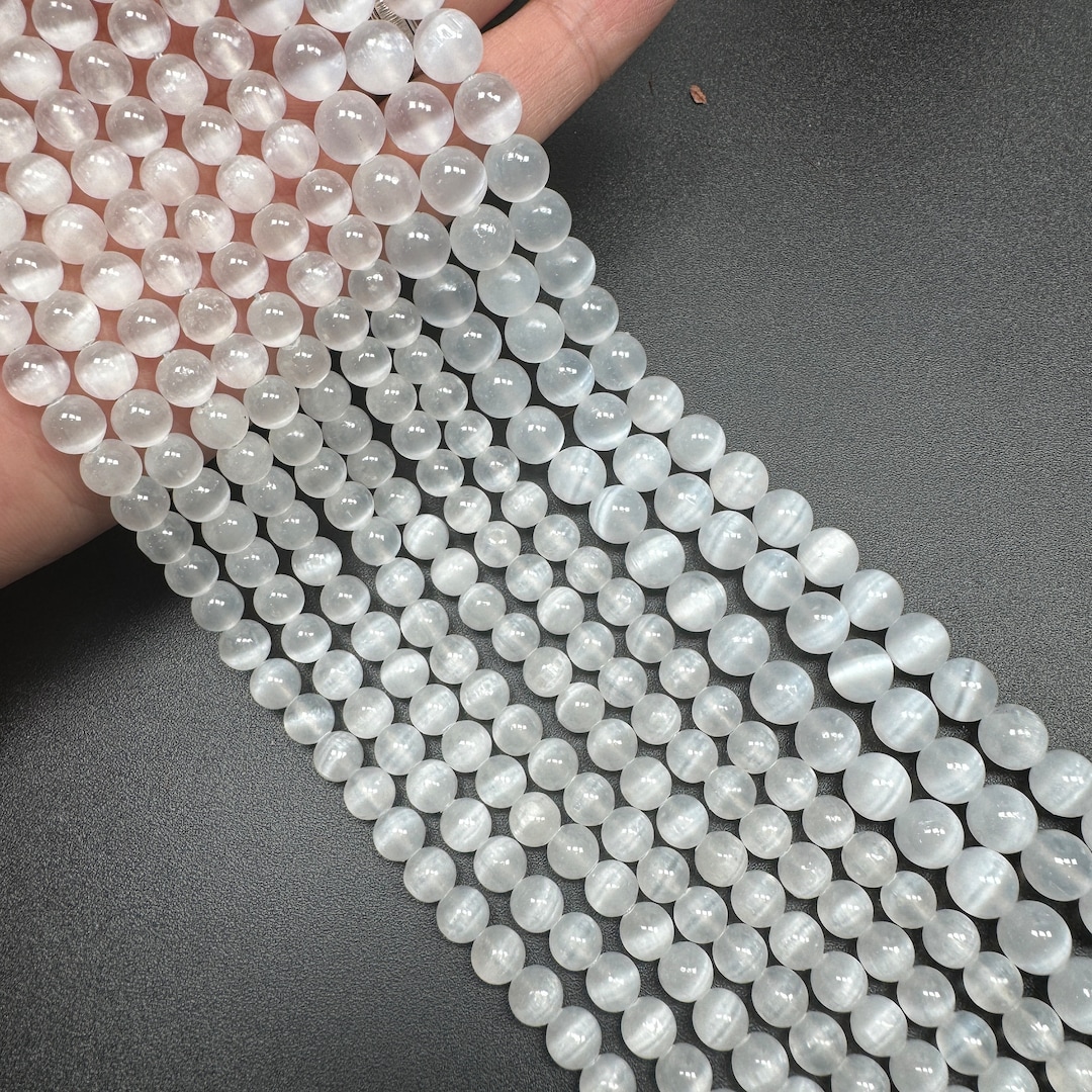 AAA Natural Selenite Round Beads, 6mm,8mm,10mm Genuine Selenite Beads ...