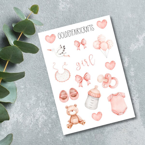 Baby Girl Stickers - Etsy