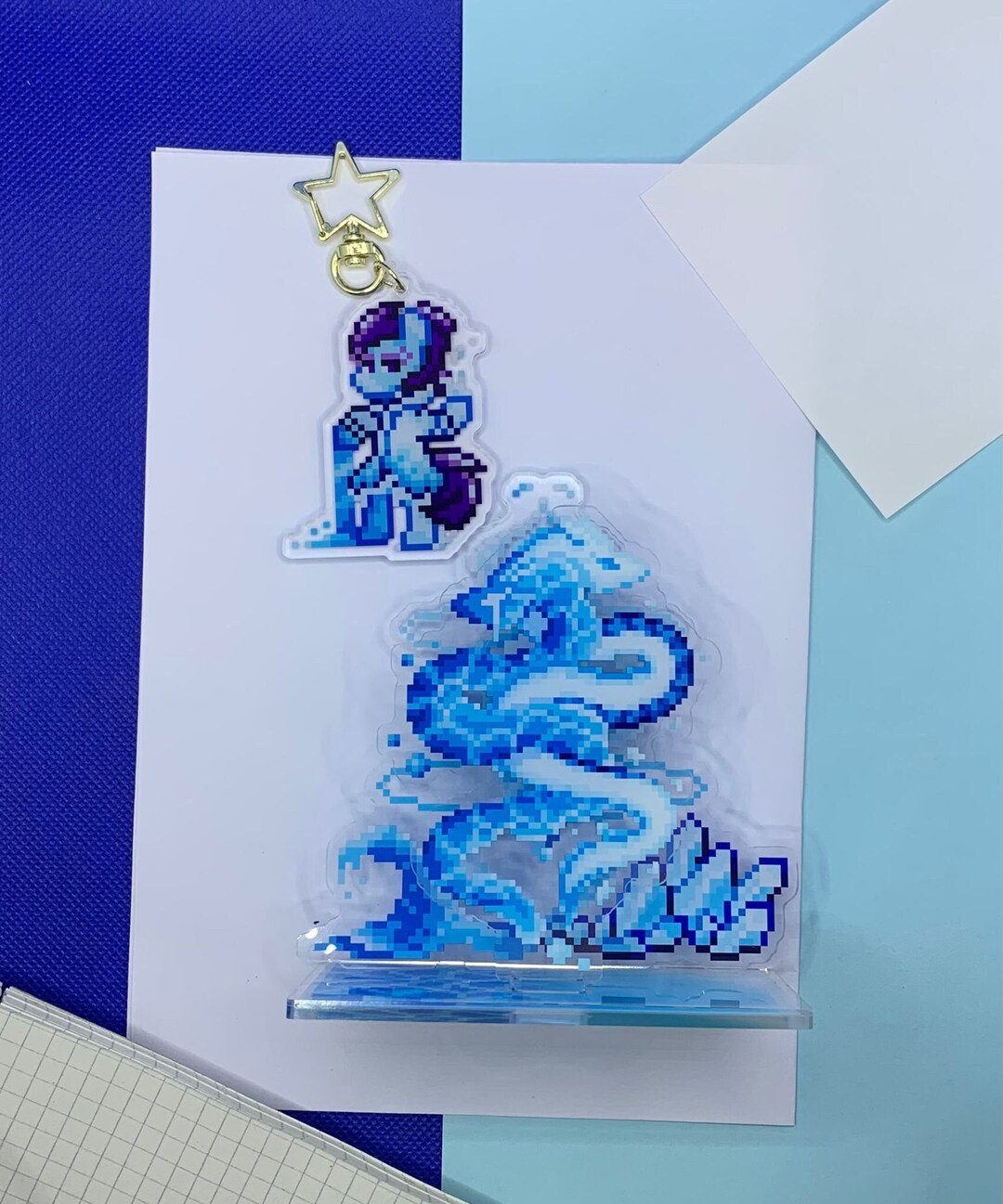 Pixelart Water&ice Dragon Acrylic Standee. Water-ice Dragon - Etsy