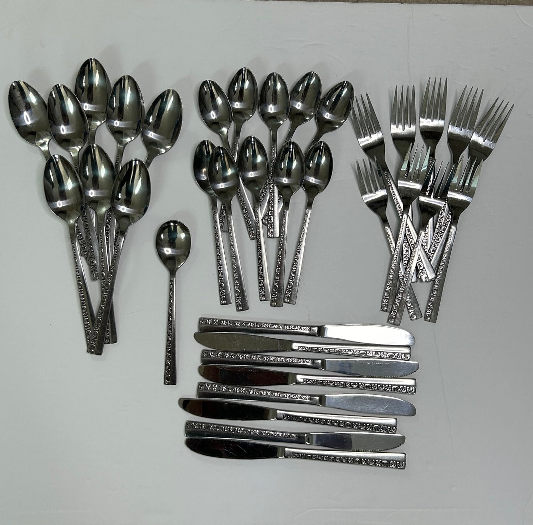 Vintage Rogers Danish Mode Floral Stainless Flatware Korea 36 Pieces - Etsy