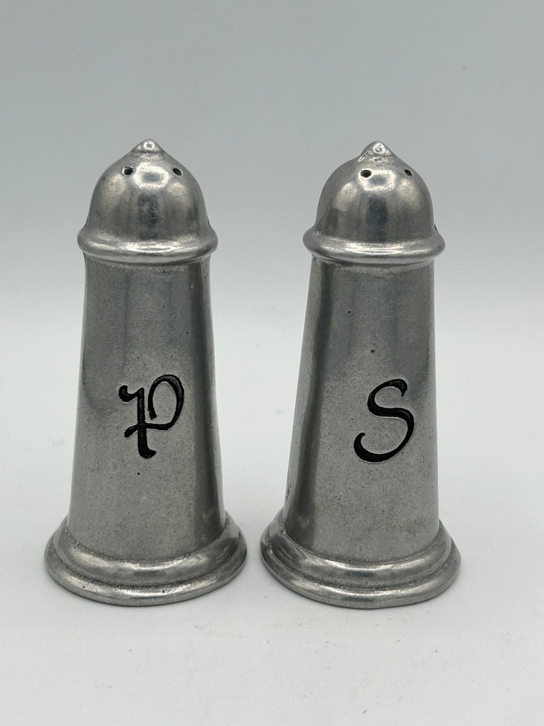 Vintage Carson Pewter Salt Pepper Shakers - Etsy