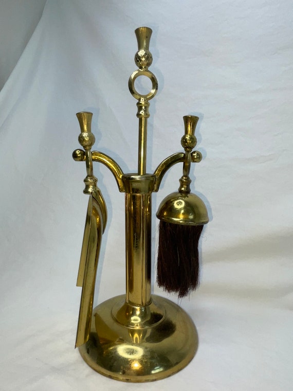 Vintage Ianthe Brass Fireplace Tool Set Thistle Finial - Etsy