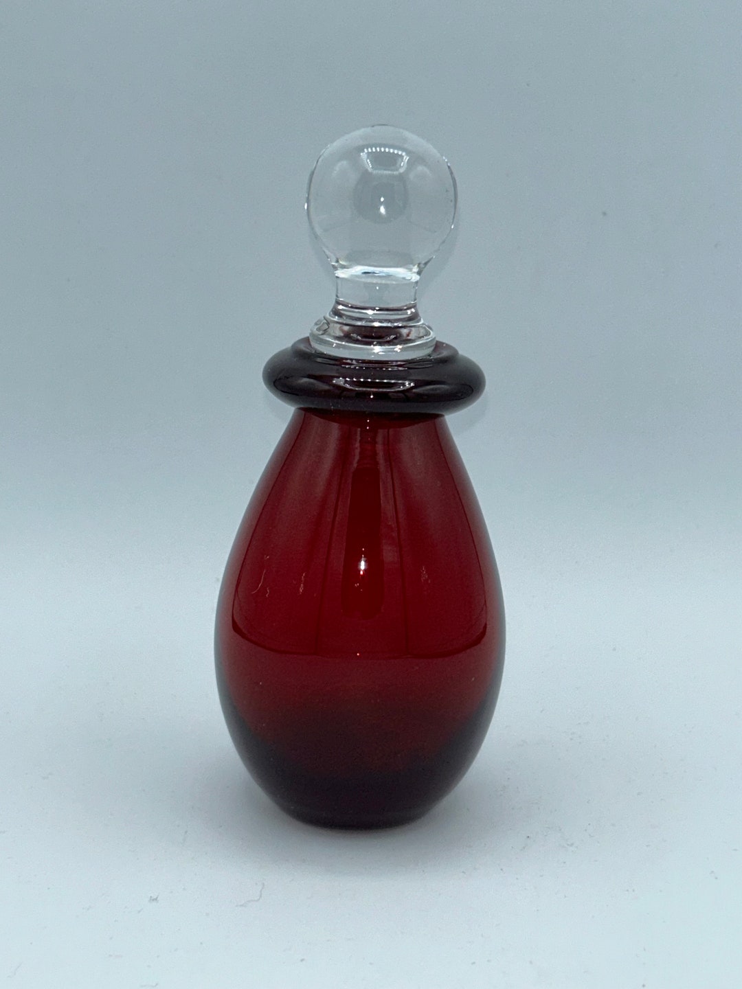 Ruby Red Hand Blown Perfume Bottle Clear Stopper - Etsy