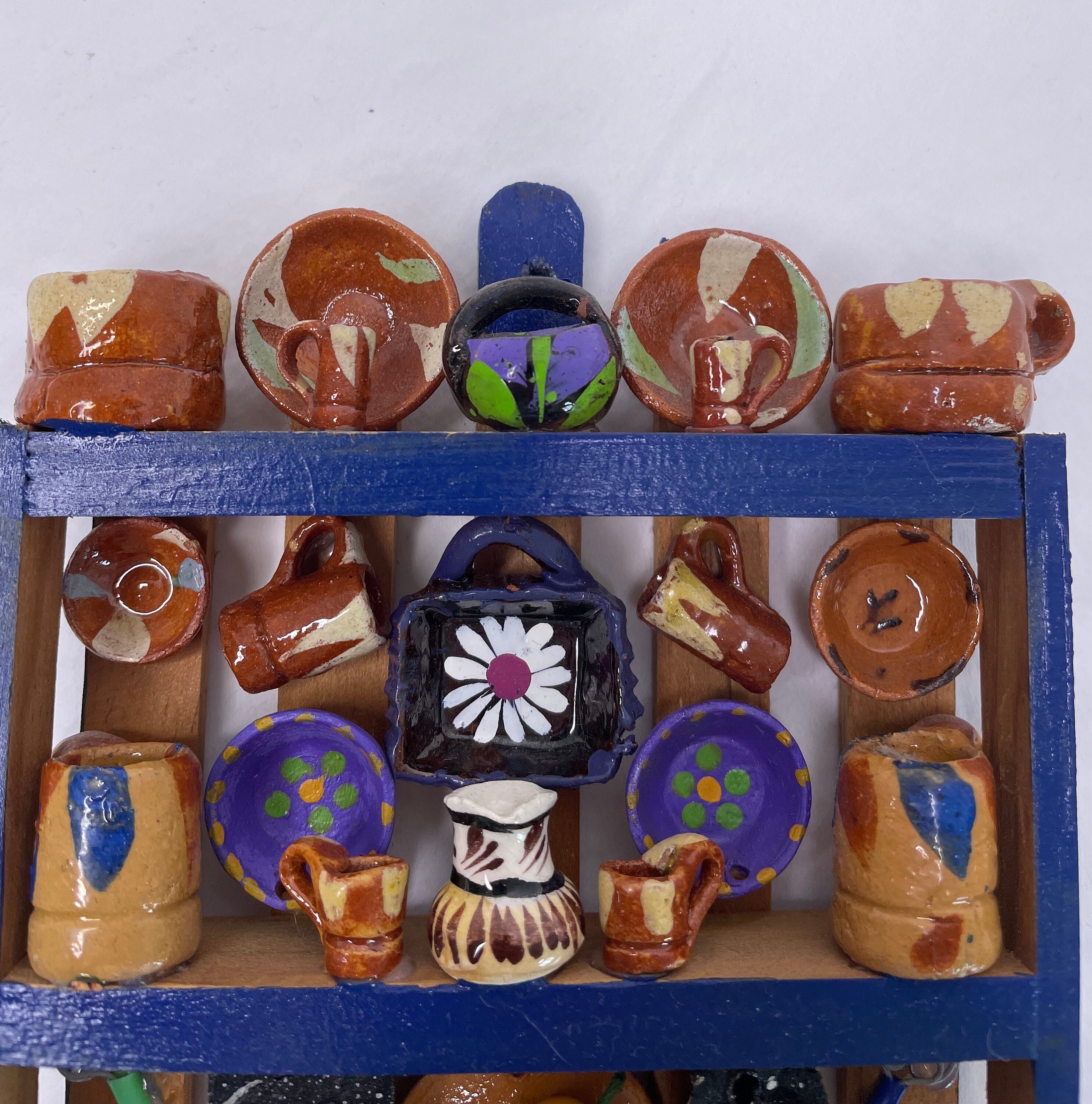 Mexican Pottery Miniature Dishes on Hanging Display Shelf - Etsy