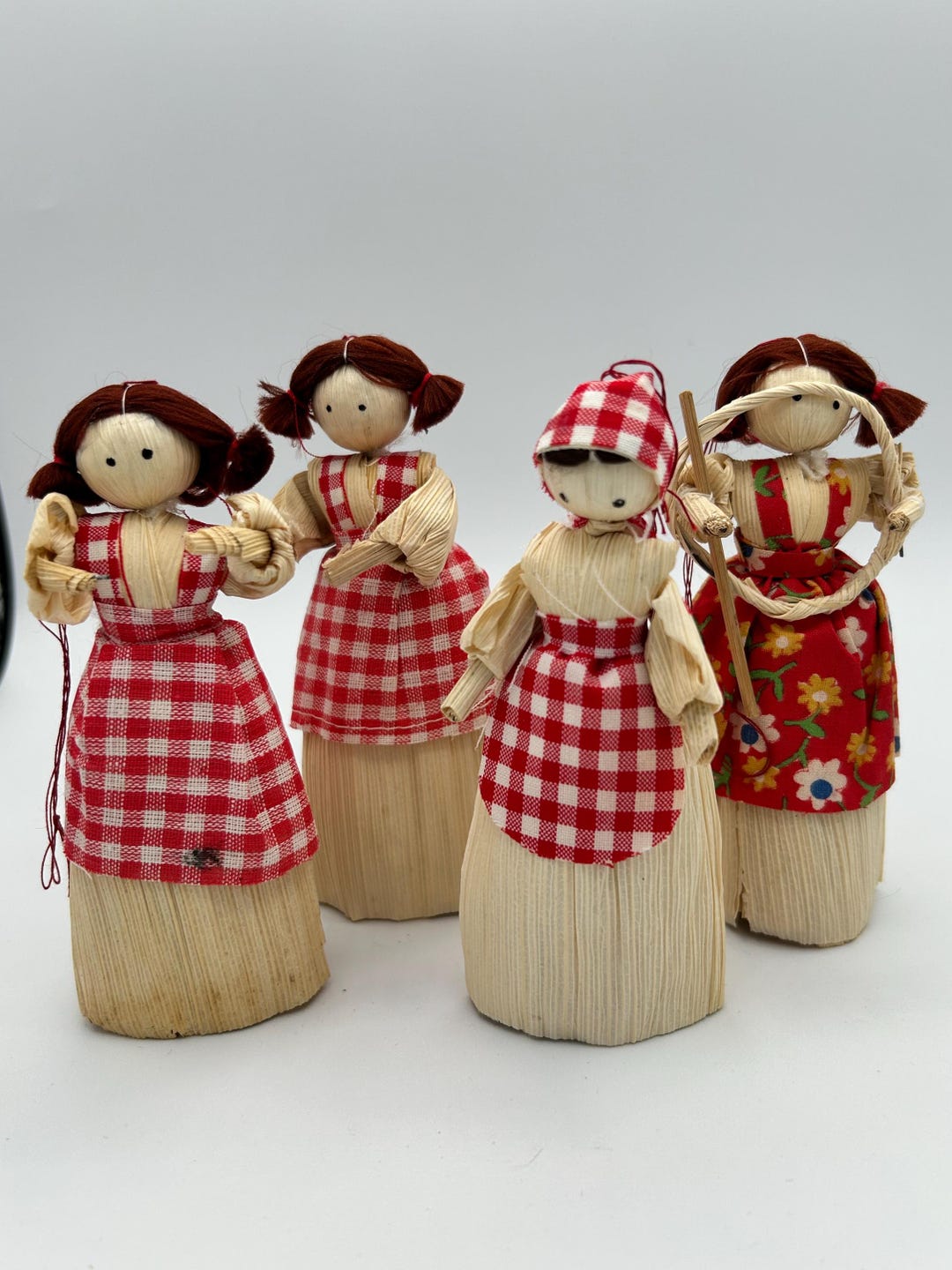 Four Vintage Corn Husk Lady Hanging Ornaments - Etsy